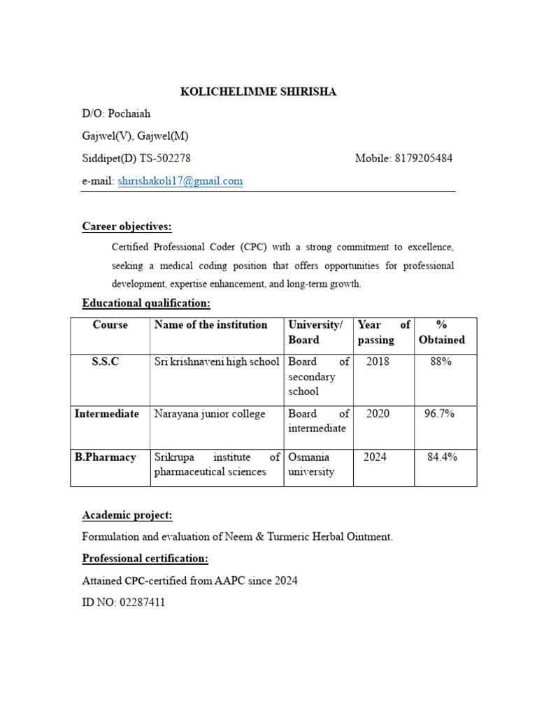 Shirisha Resume 17 | PDF