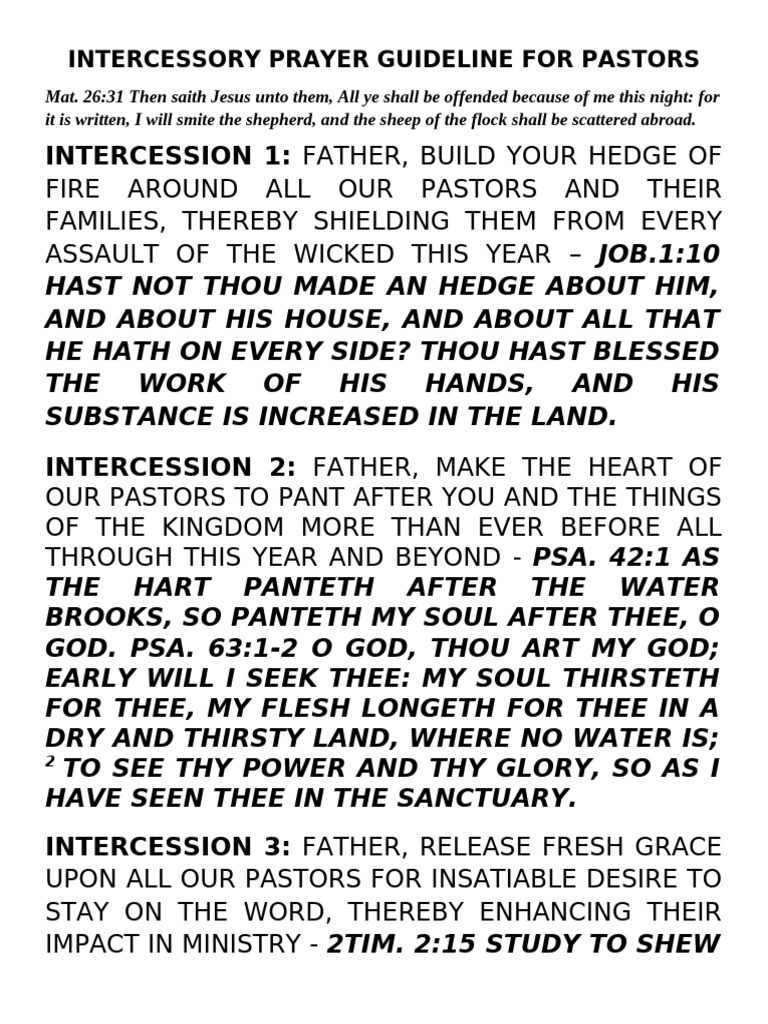 PASTORS INTERCESSORY GUIDELINE (With Scriptures) | PDF | Glory (Religion) | Pastor