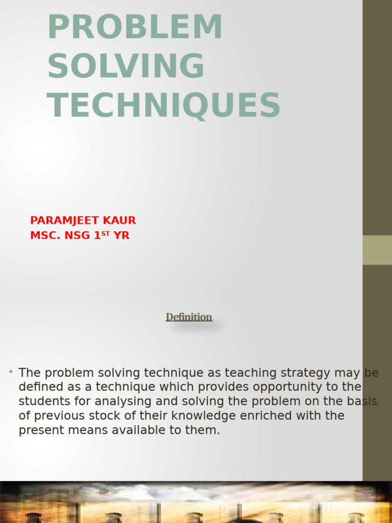 Problem Solving Technique | PDF | Inductive Reasoning | Hypothesis