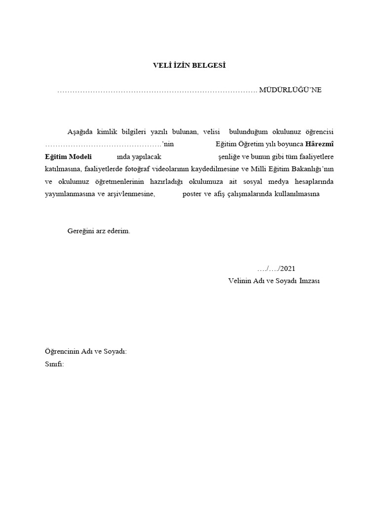 Veli Izin Belgesi | PDF