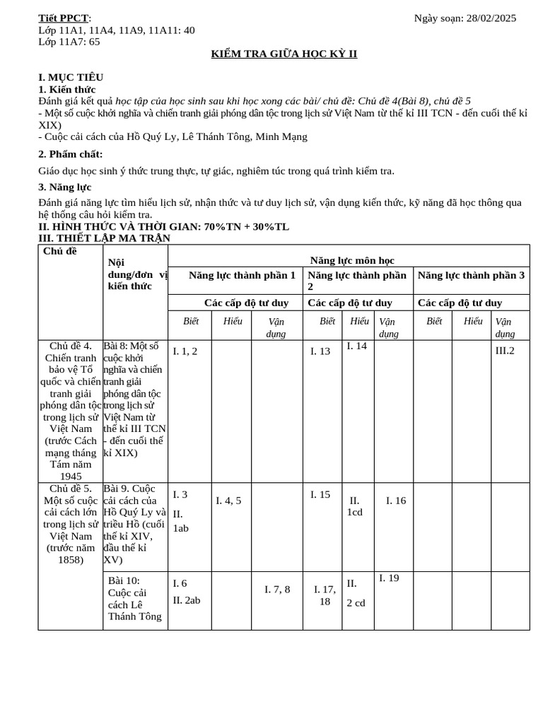 Tiết 40 - Kiểm Tra Giữa Hkii | PDF