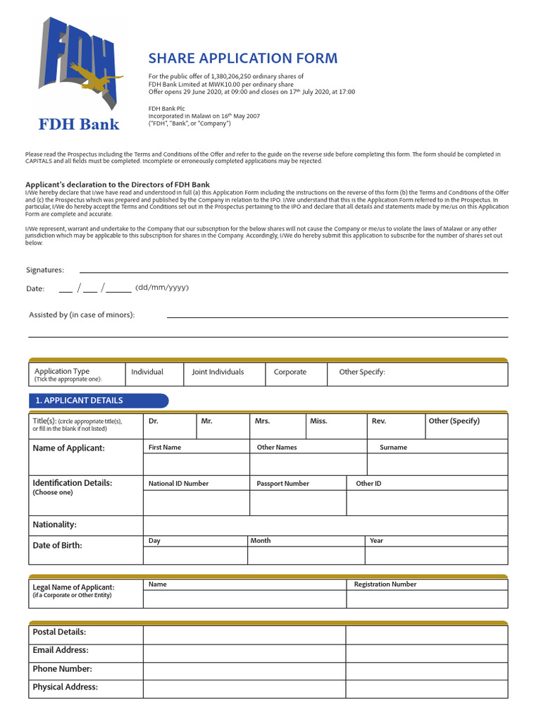 f28b193d FDH Ipo Application Form | PDF | Banks | Cheque