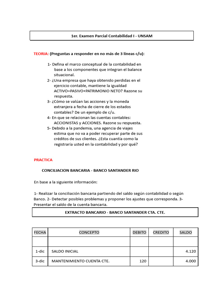 1er Parcial 1 | PDF | Contabilidad | Bancos