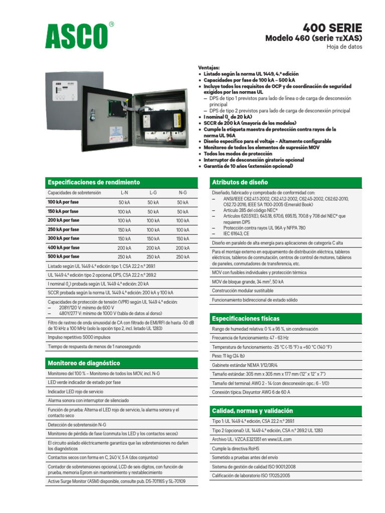Asc SPD Ds 460 Es | PDF | Diodo emisor de luz | Bienes manufacturados