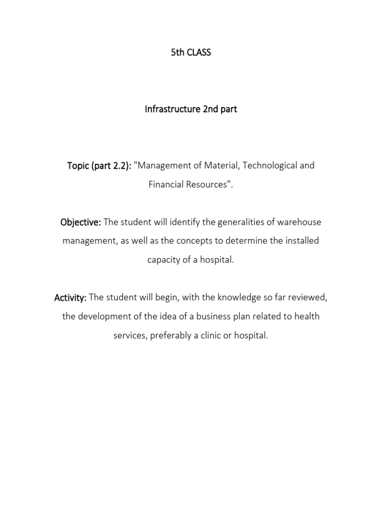 Session 5. Infrastructure - Adm Material Resources | PDF | Patient ...