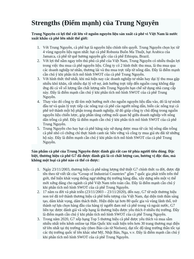 Swot Trung Nguyen - Qtmar | PDF