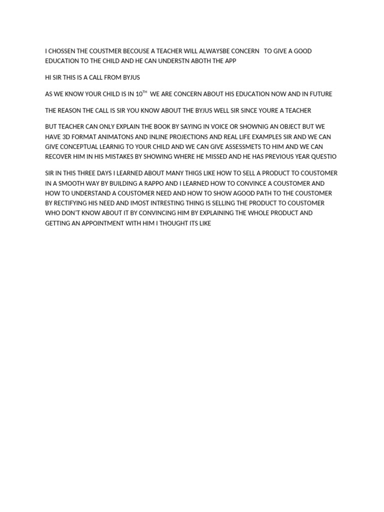 I Chossen The Coustmer Becouse A Teacher Will Alwaysbe Concern To Give ...