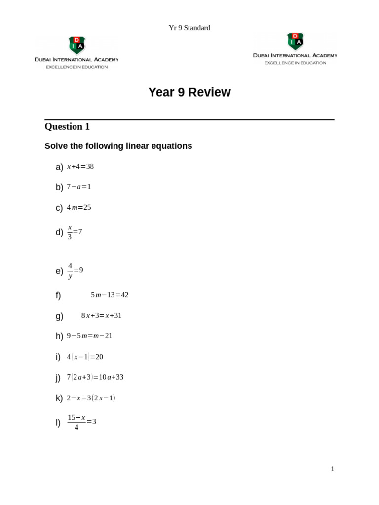 Equations Revision | PDF