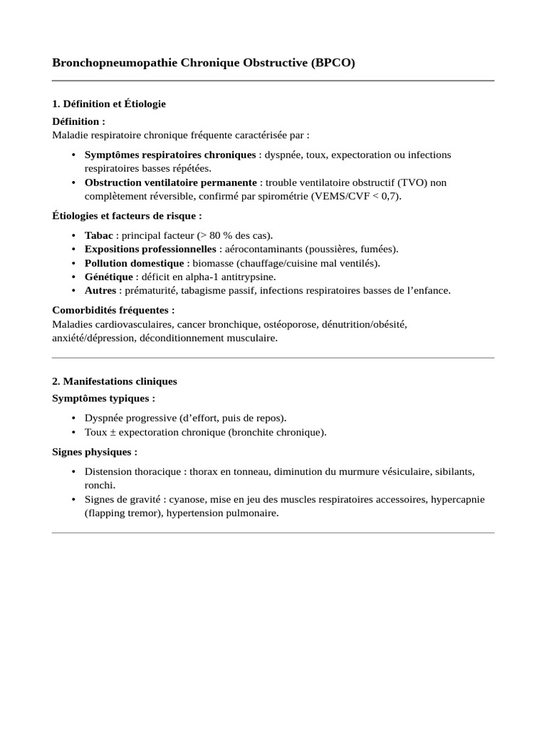BPCO | PDF | Bronchopneumopathie chronique obstructive | Maladie ...