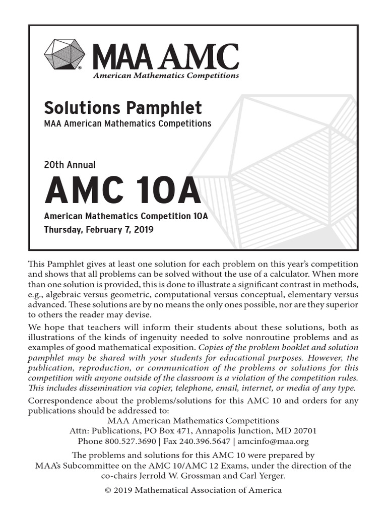 2019 Amc 10a Answers | PDF | Mathematics