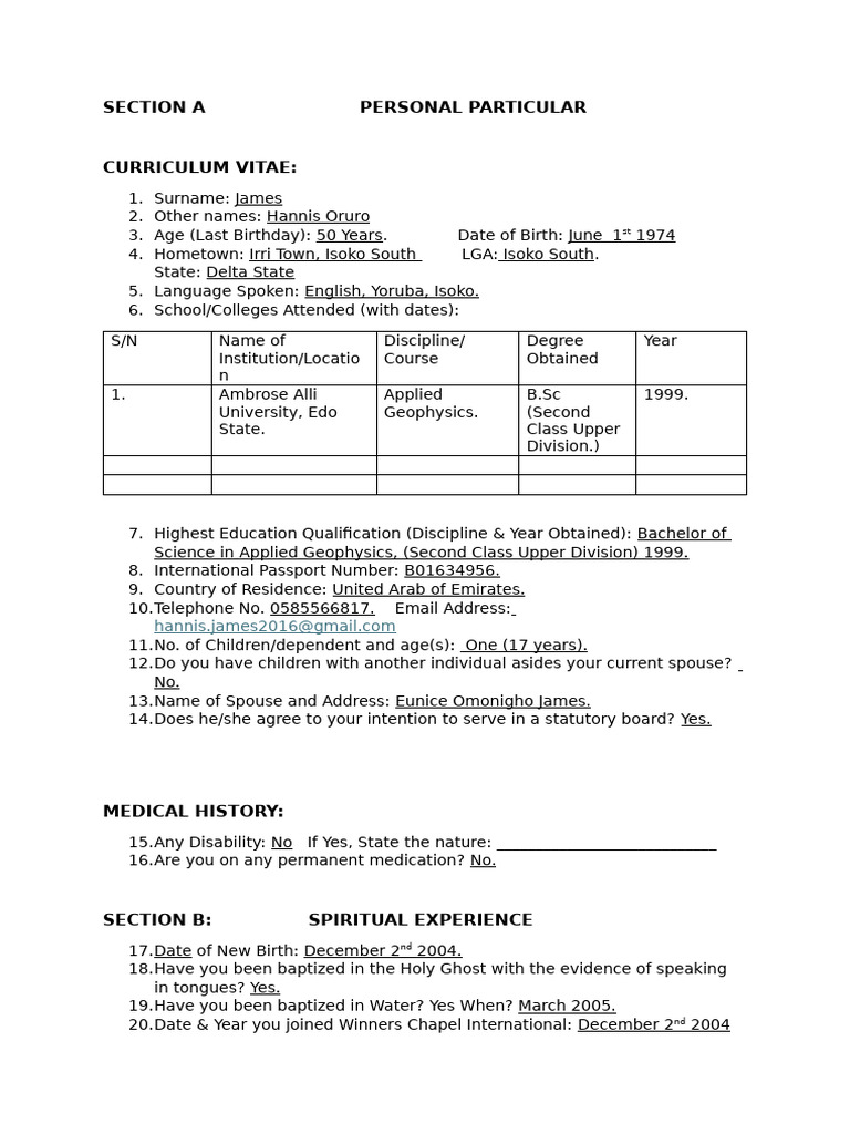 Statutory Board Resume Template | PDF