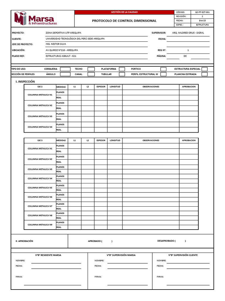 Protocolo de Control Dimensional | PDF
