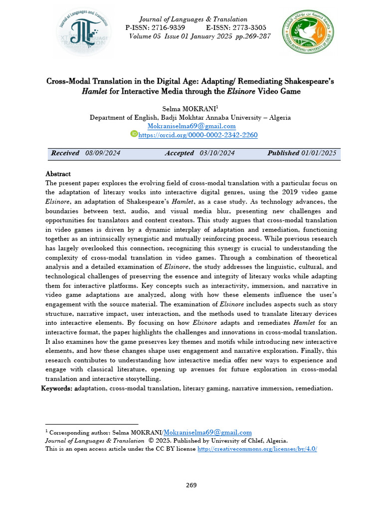 Cross Modal Translation in The Digital Age Adapting Remediating ...