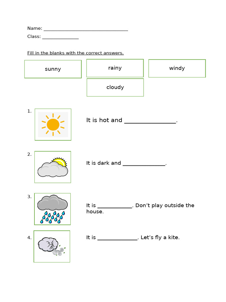 Weather Fill-in-the-Blank Exercise | PDF