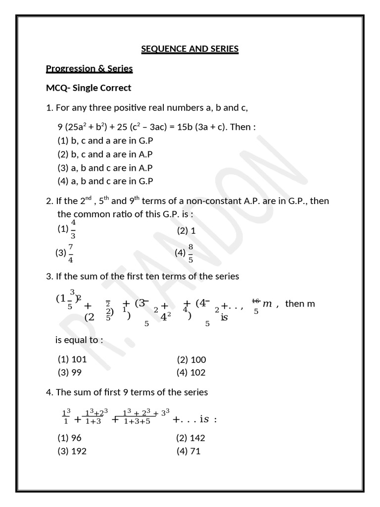 SEQUENCE AND SERIES - Docx NEW | PDF | Arithmetic | Mathematical Concepts