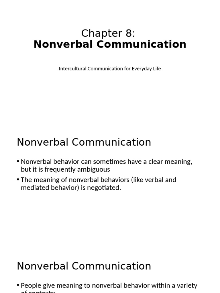 Chapter 8 Nonverbal Communication | PDF | Nonverbal Communication ...