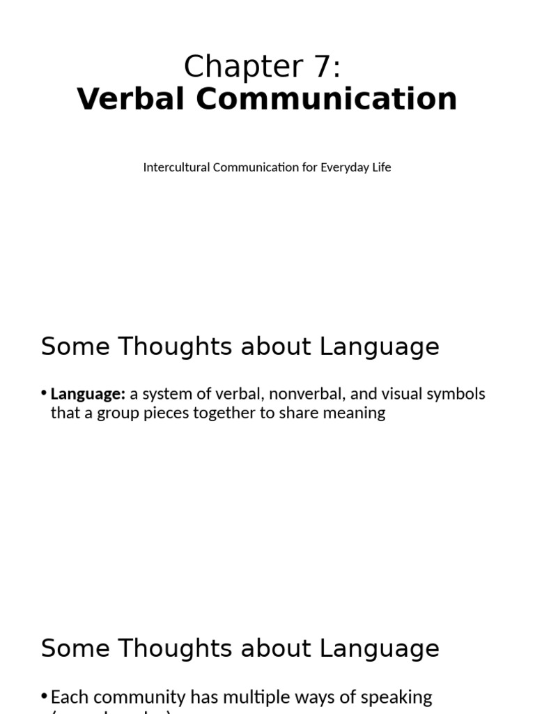 Chapter 7 Verbal Communication | PDF | Semantics | Word