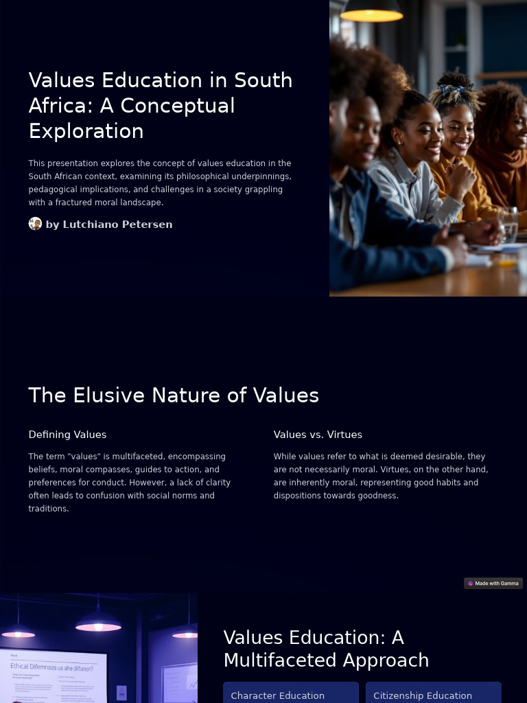 Values Education in South Africa A Conceptual Exploration | PDF ...