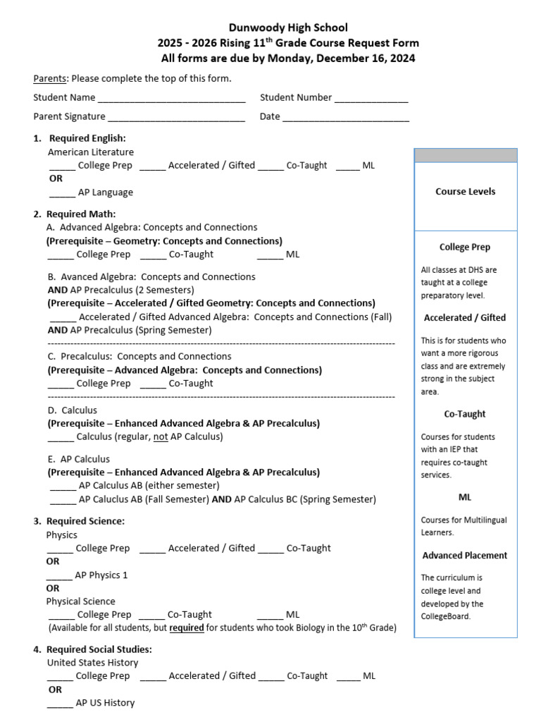 DHS 2025-2026 Course Request Guide | PDF | Advanced Placement | Engineering