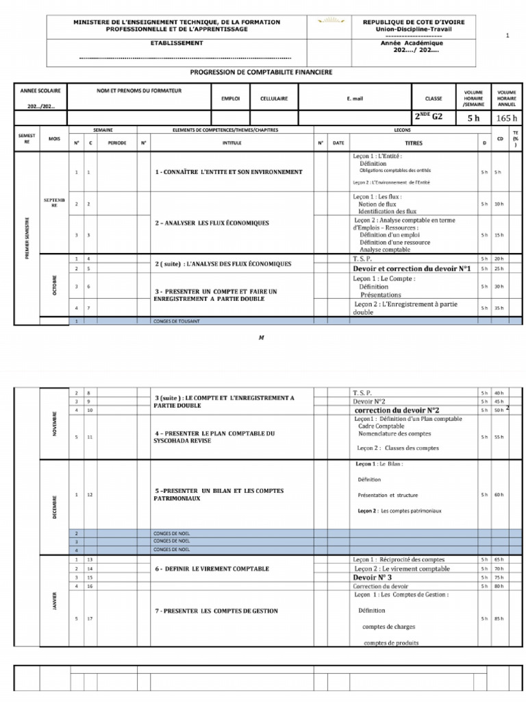 Progression Seconde G2 COMPTA | PDF