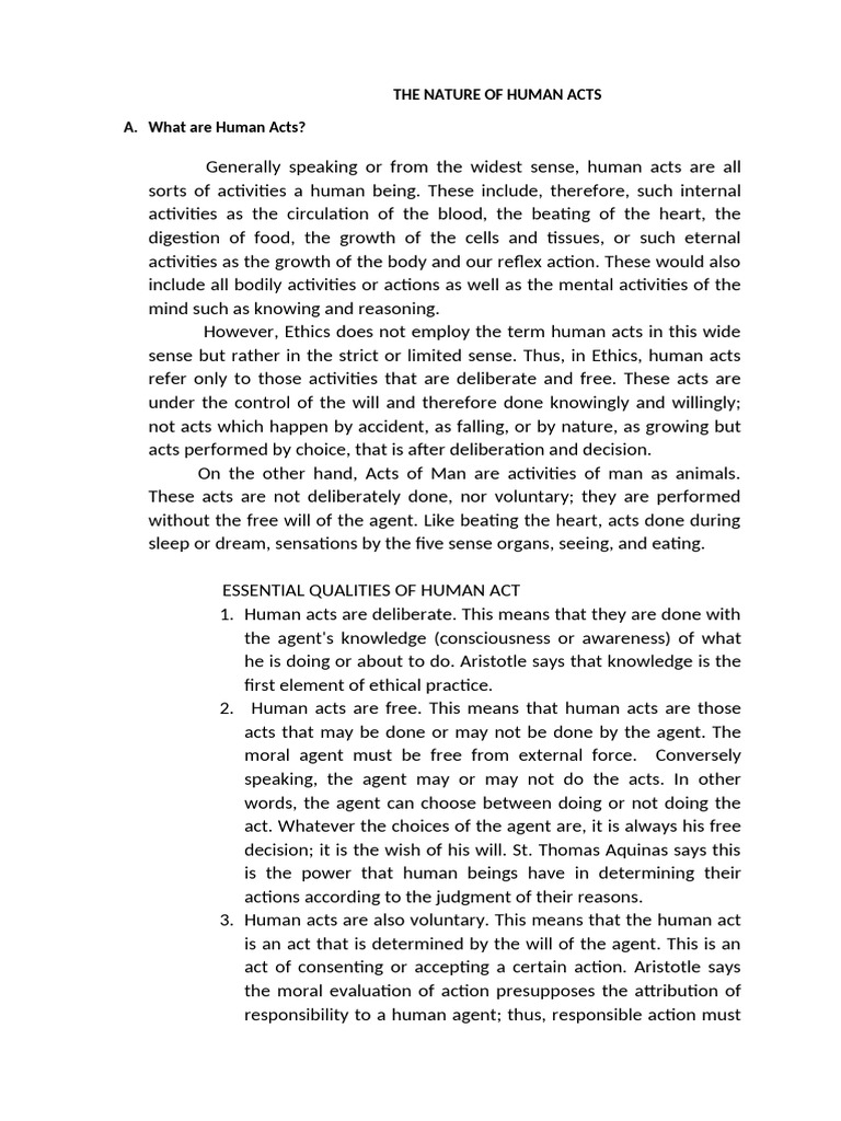 Understanding Human Acts and Ethics | PDF | Mind | Free Will