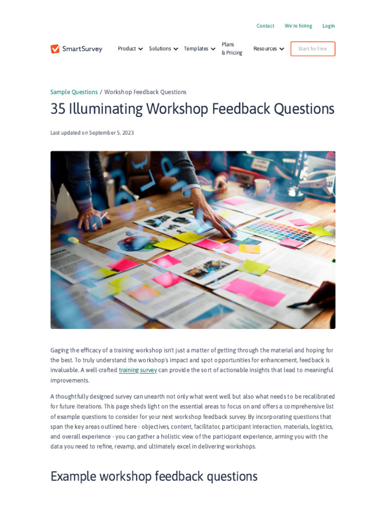 35 Illuminating Workshop Feedback Questions - SmartSurvey | PDF | Human ...