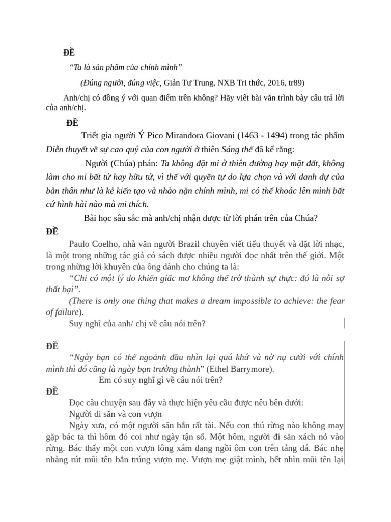 ĐỀ LUYỆN VIẾT NLXH | PDF