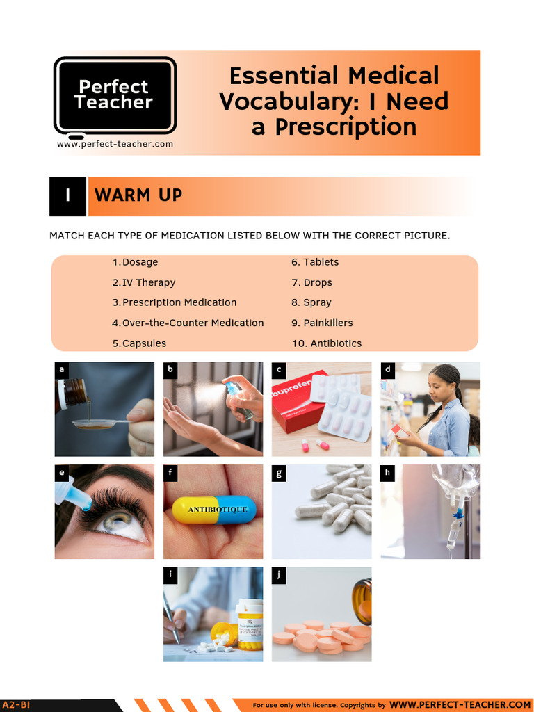 Essential Medical Vocabulary I Need A Prescription SV | PDF ...