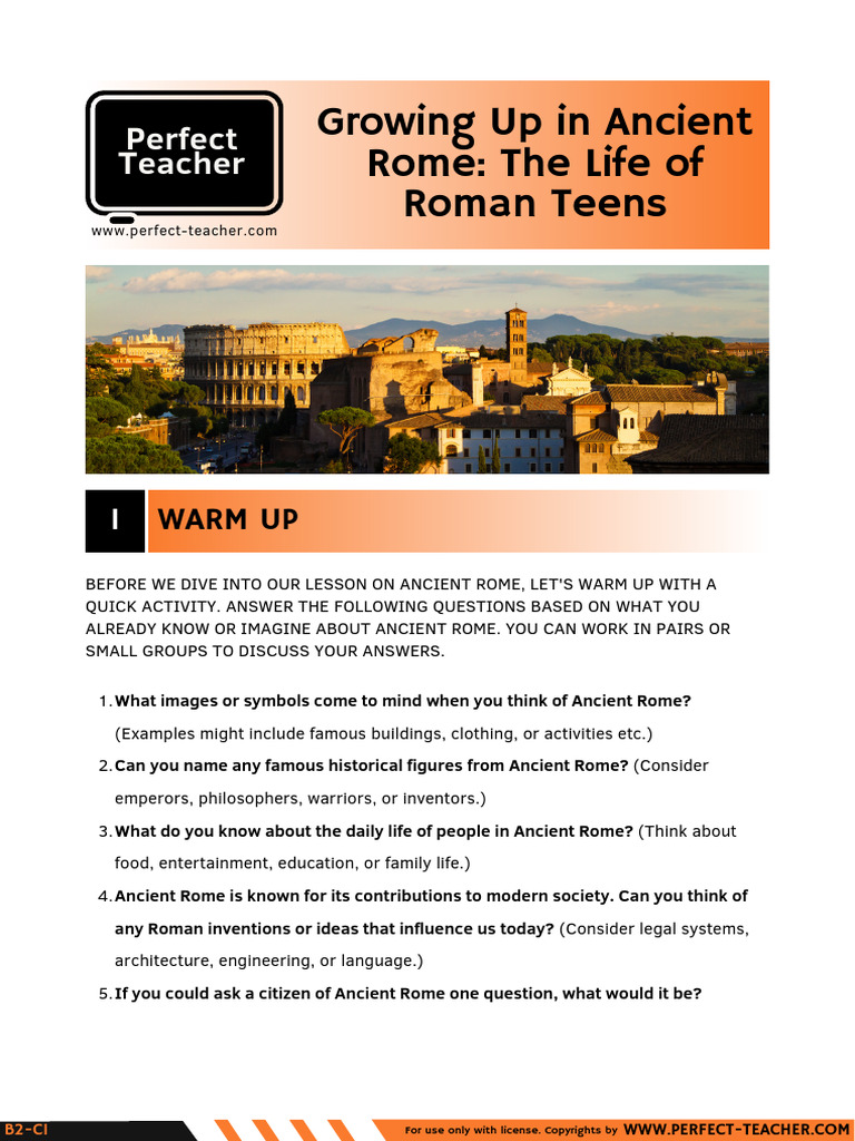 Growing Up in Ancient Rome The Life of Roman Teens SV | PDF | Roman ...