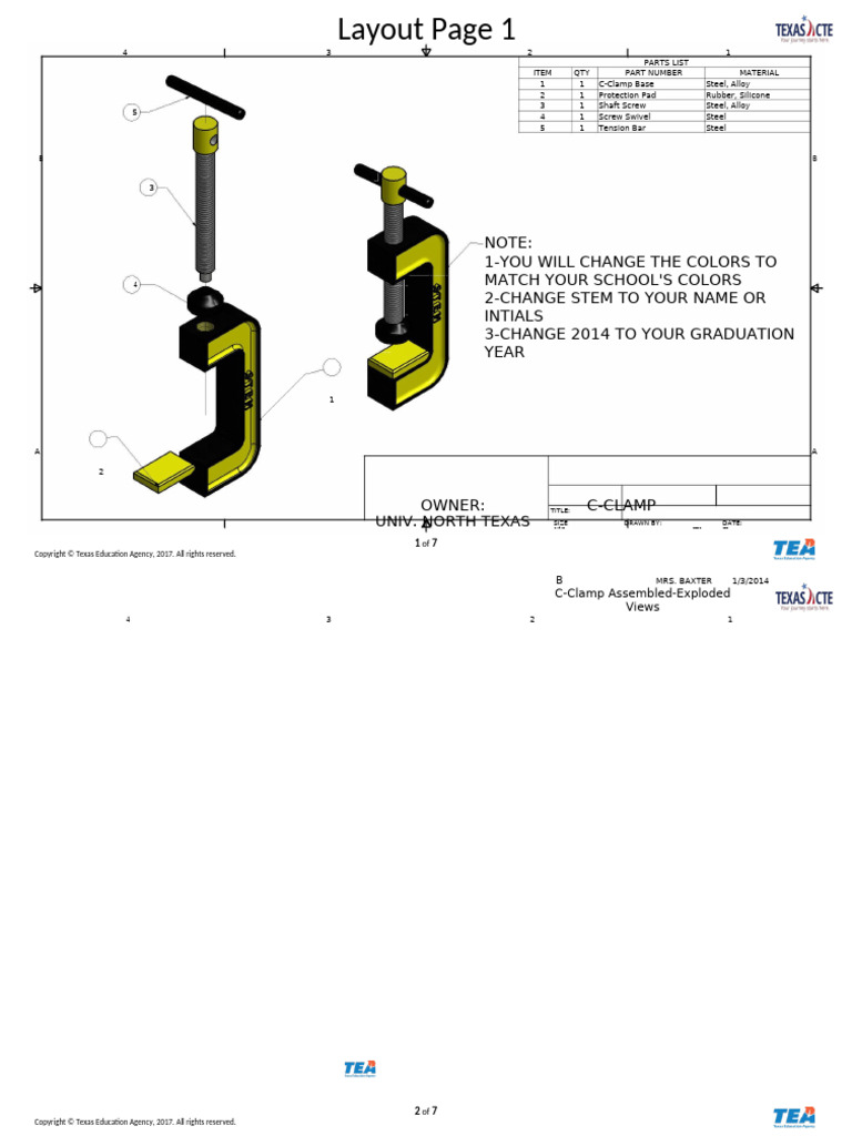C-Clamp Parametric Modeling Layout Pages | PDF | Industrial Processes | Building Engineering