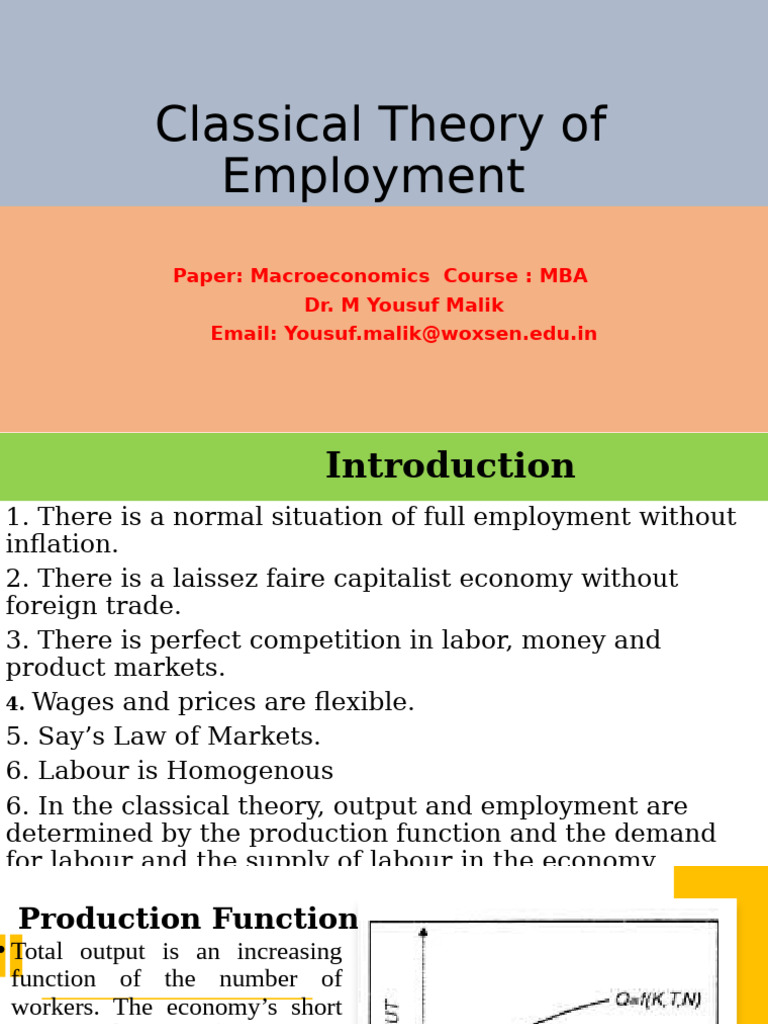 Classical Theory of Employment Explained | PDF