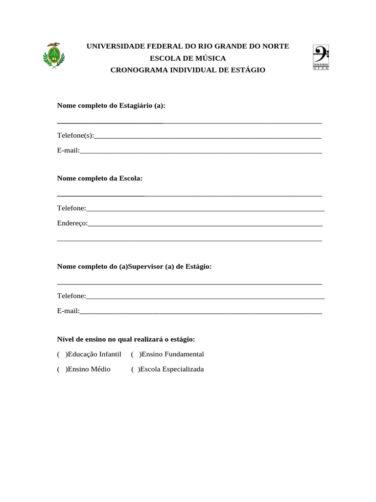 Cronograma Individual de Est Gio | PDF | Estágios educacionais