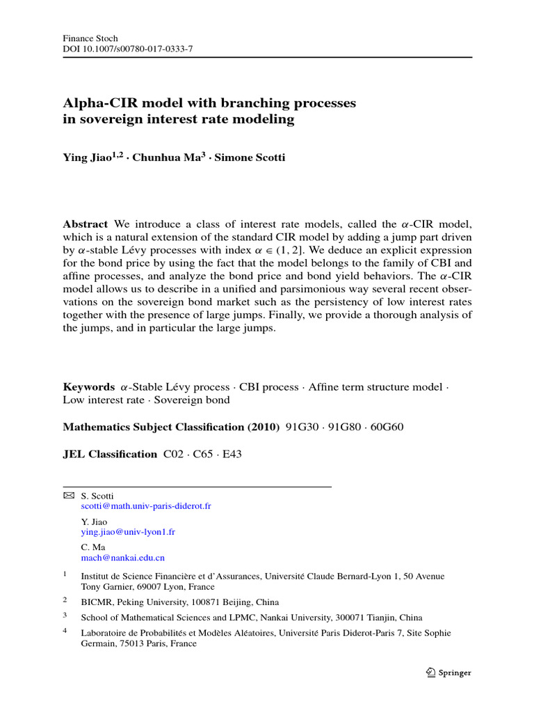 Alpha-CIR Model for Sovereign Rates | PDF | Distribution (Mathematics ...
