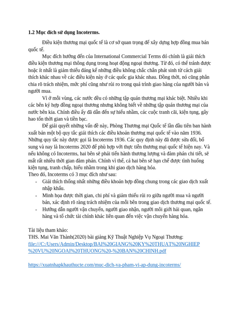 1.2. M C Đích S D NG Incoterms | PDF