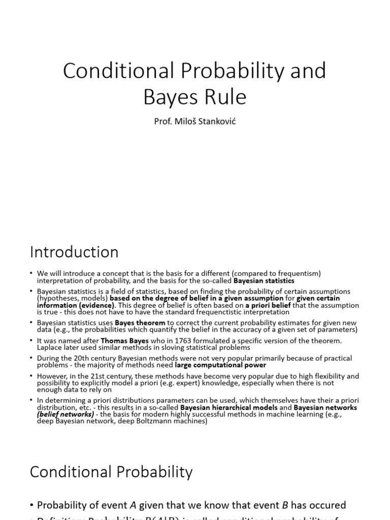 Conditional probability, Bayes rule | PDF | Bayesian Inference | Mathematics