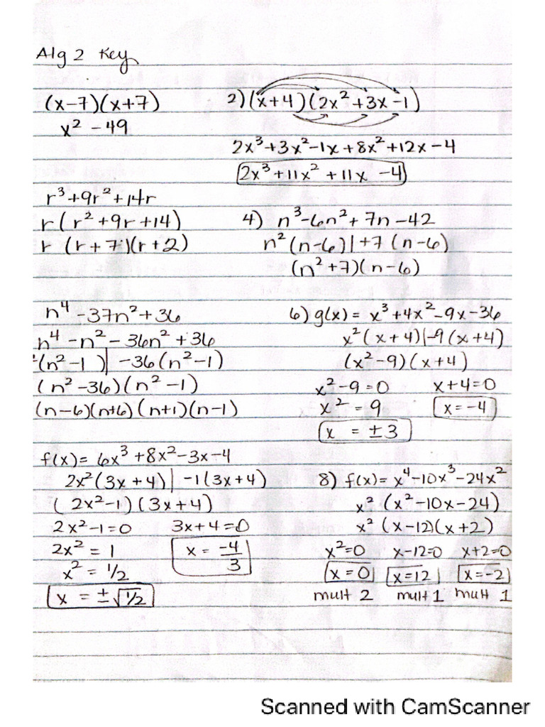 Algebra 2 Final Review 2024 | PDF