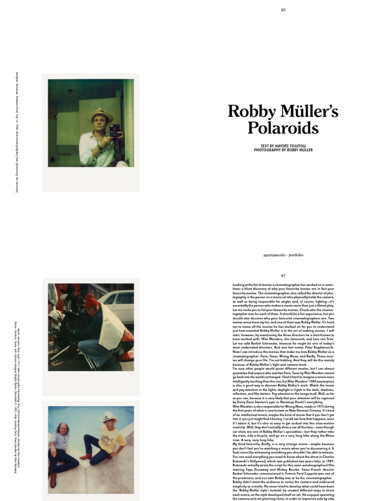 Robby Müller: Cinematography Portfolio | PDF
