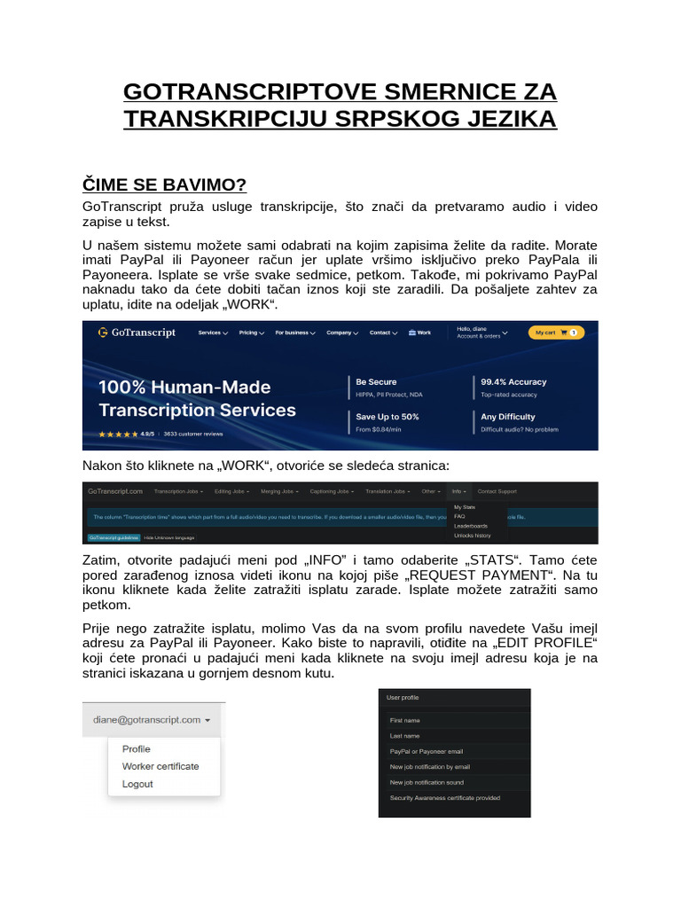 Gotranscript Smernice Za Transkripciju (Serbian Transcription Guidelines) | PDF