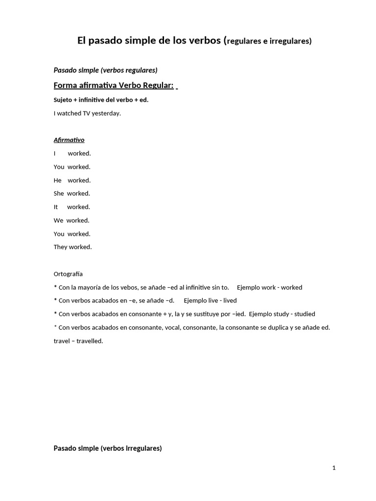 Pasado Simple | PDF