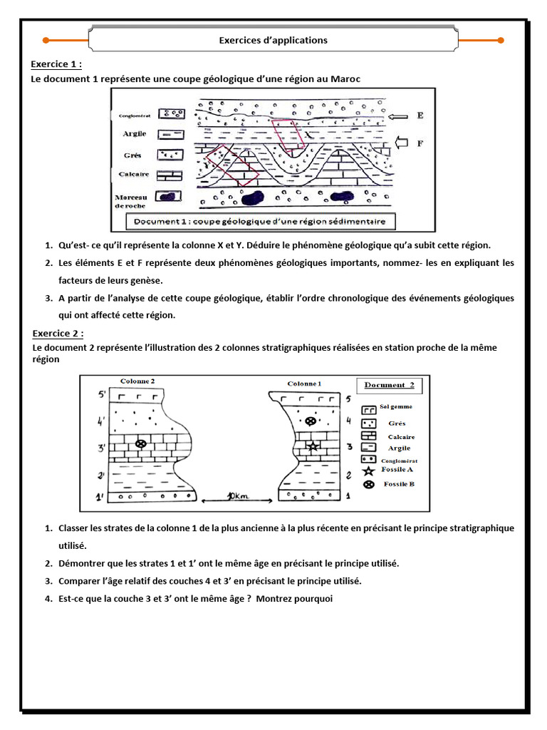 Exercice corrigé de stratigraphie | PDF