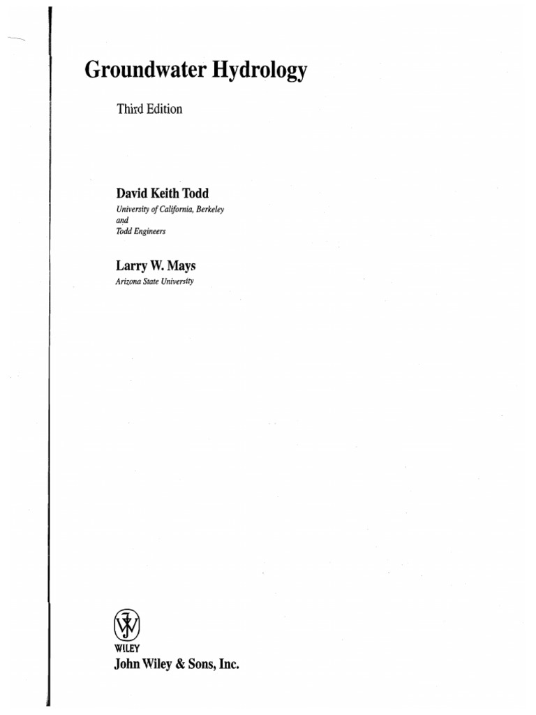 Groundwater Hydrology by D K Todd | PDF