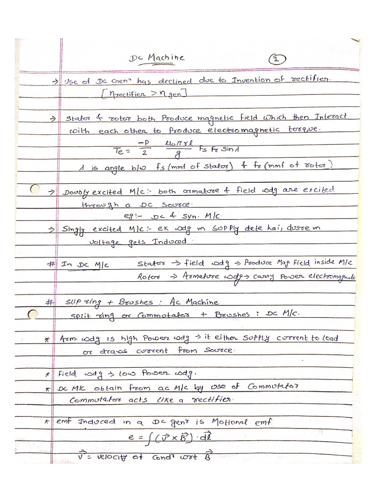 DC Machine Short Notes | PDF