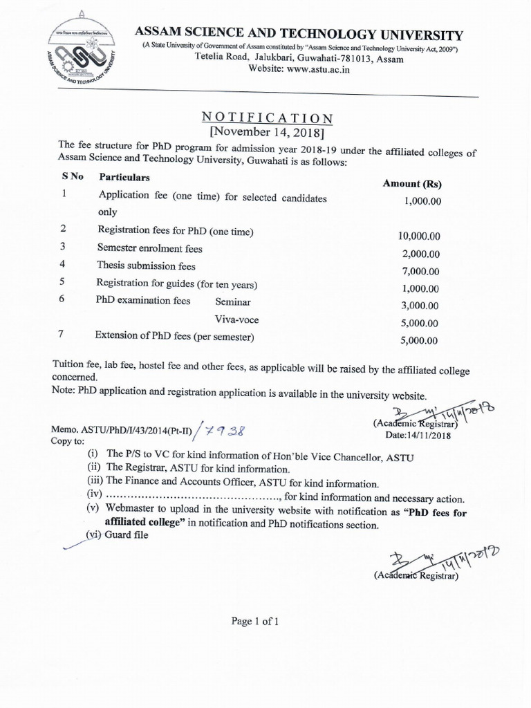 PHD Fees Affiliated College | PDF