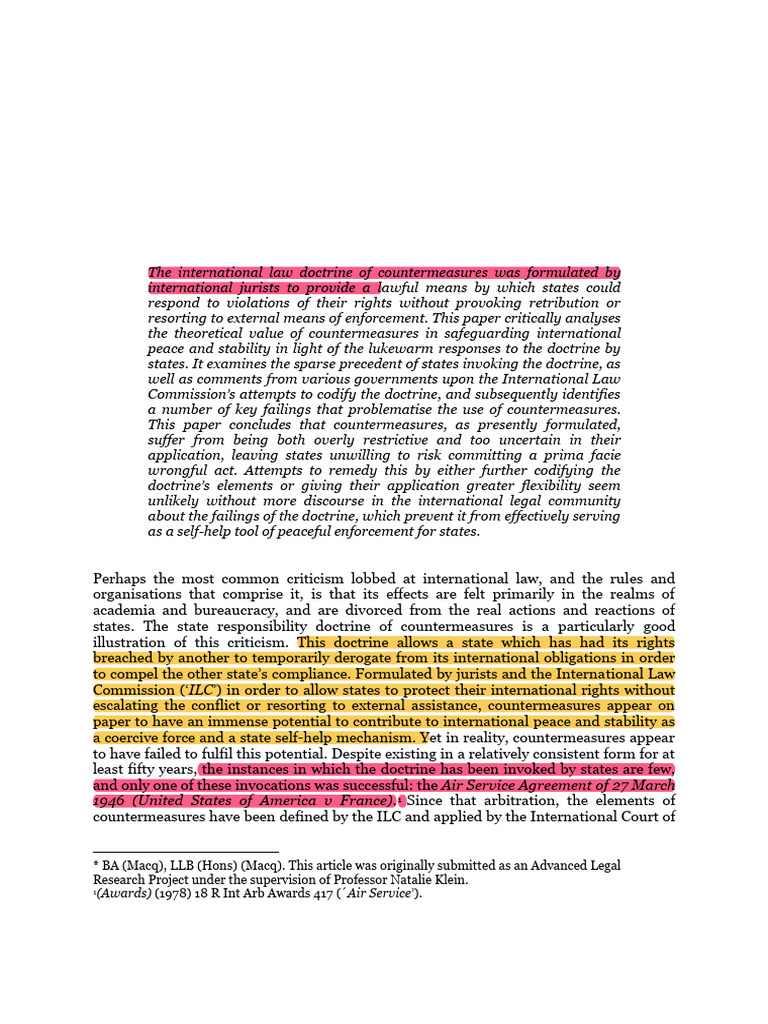 Rethinking Countermeasures 2 2 | PDF | International Law | Justice