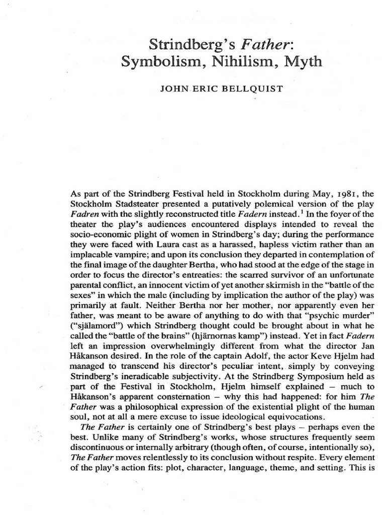 1986 John Eric Belliquist：《Strindberg's Father：Symbolism, Nihilism ...
