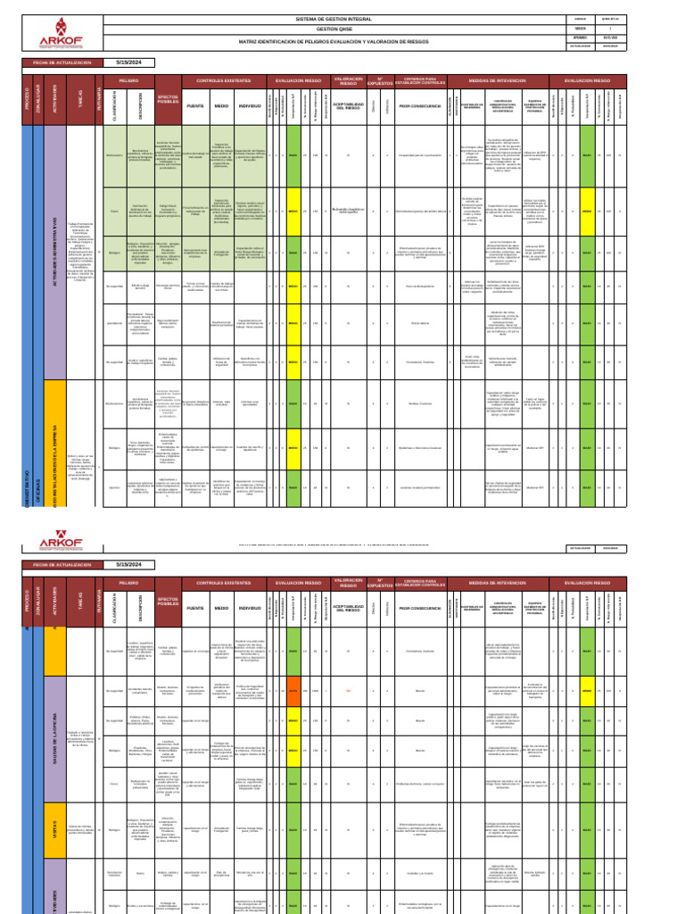 QHSE-MT-01 MATRIZ IDENTIFICACION DE PELIGROS EVALUACION Y VALORACION DE RIESGOS OK (1) | PDF ...