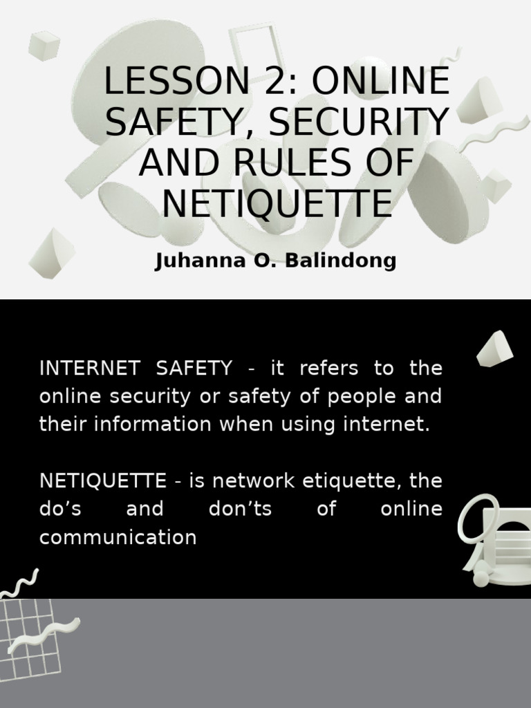 Lesson 2 Online Safety Security and Rules of Netiquette | PDF | Malware | Security Technology