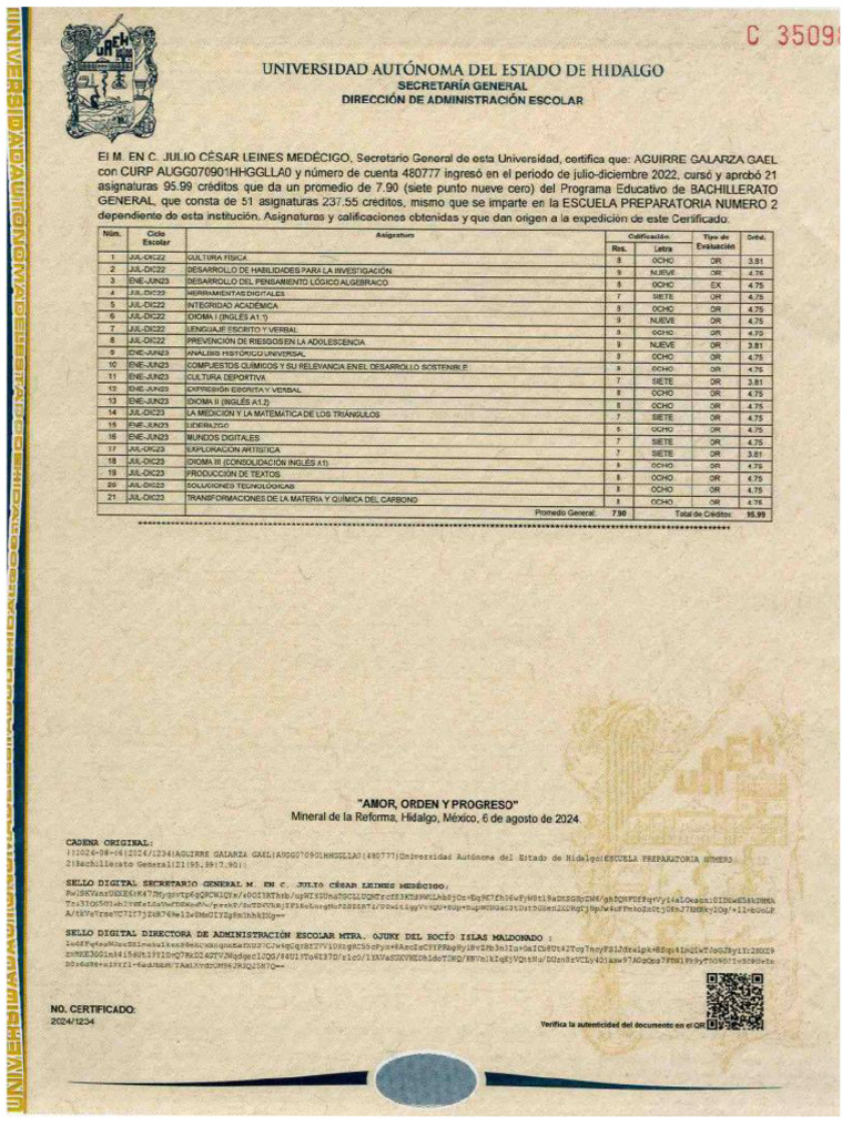 Certificado Parcial | PDF