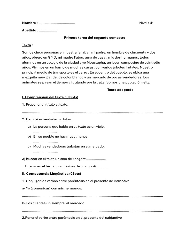 Espagnol Quatrième | PDF | Lingüística