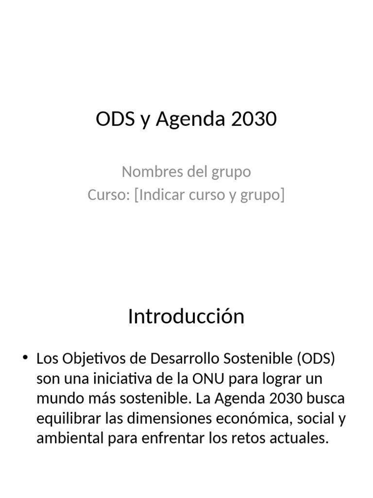 ODS Agenda 2030 Presentacion | PDF